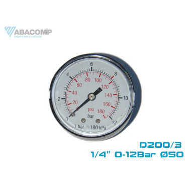 1/4 Pressure Gauge 0-12 Bar Vepa- Abacomp.ro